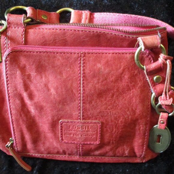 Fossil | Bags | Vintage Fossil Red Leather Long Live Crossbody Shoulder ...